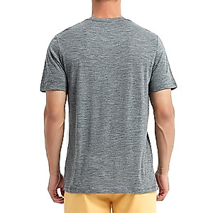 YUERD M&W 100% Merino Wool T-Shirt Mens Short Sleeve Merino Wool T Shirts for Men Grey