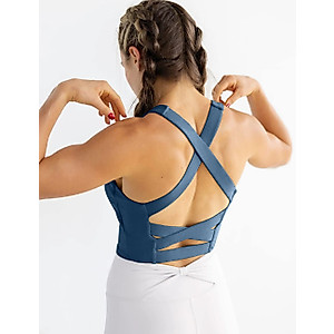 Women's Strappy Sports Bra Criss Cross Back Crop Tank Top Padded Fitness Workout Tops Longline Yoga Bras