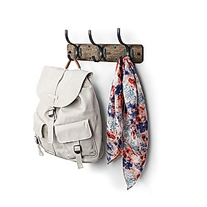 Spectrum Diversified Richmond Wall Mount 3 Hook Wood Rack for Storage and Organization of Entryway Bedroom and More, Coffee/Industrial Gray, Medium