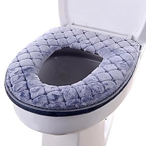 Toilet Seat Cover Pad Soft Toilet Seat Cushion Toilet Seat Warmer Washable Toilet Seat Cover Mat With Zipper Closure Toilet Seat Mat U Shaped Toilet Seat Covers For Bathroom Toilet Seat Cover Pad With