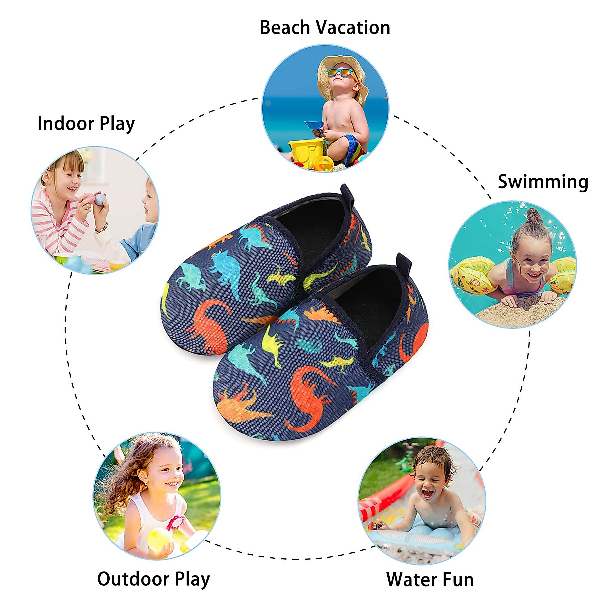 Lefflow Toddler Slippers Socks Boy Beach Swimming Aqua Sandals Shoes Toddler House Slippers Socks for Boy Girl Quick Dry Water Shoes Dinosaur Blue Size 7-8