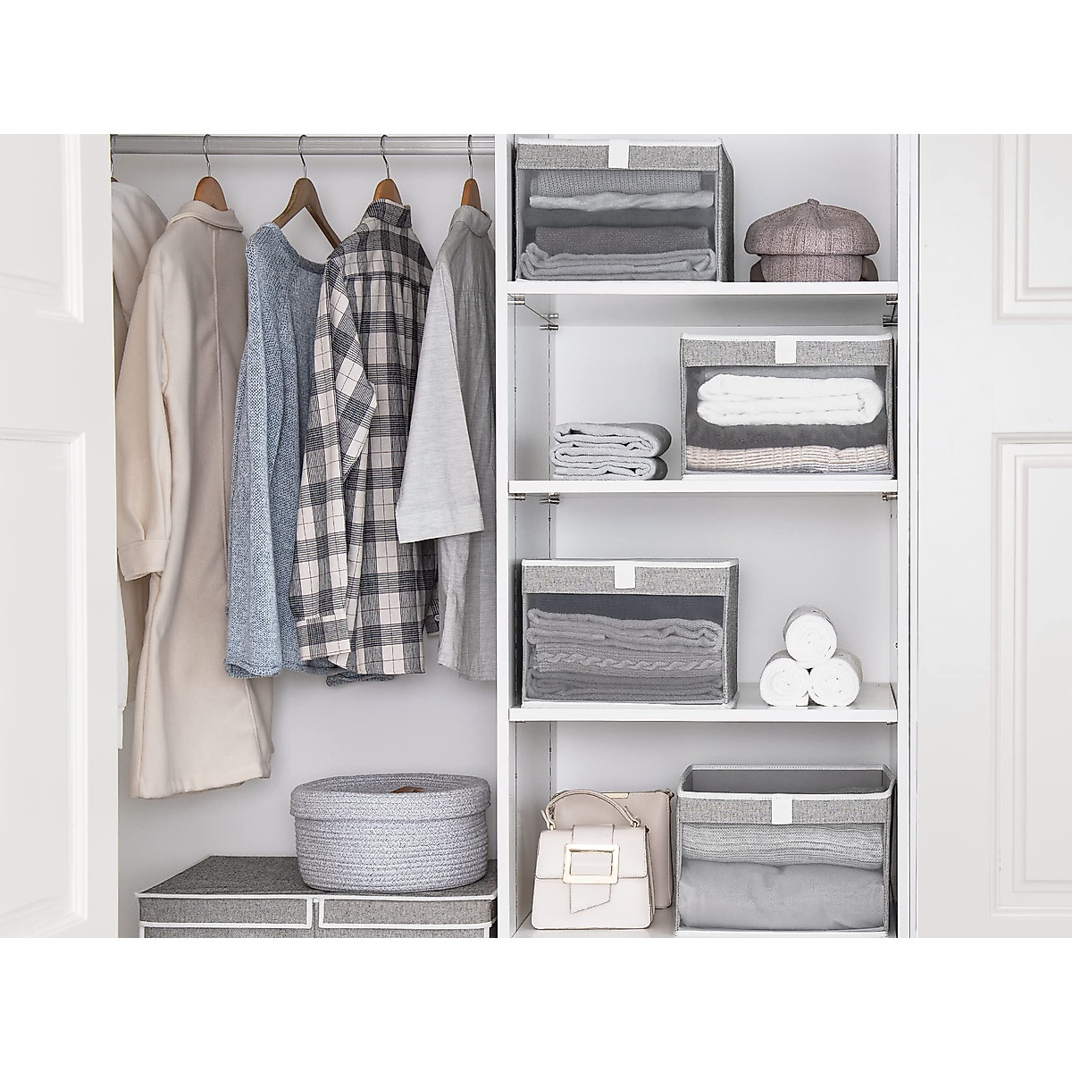 StorageWorks 3-Pack Closet Storage Bins with 2-Pack Rectangle Closet Baskets