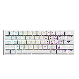 Magic Refiner MK28 60 Percent RGB White Gaming Keyboard, 61 Keys Mechanical Bluetooth/2.4G/USB Wired for Option, Compatible for Windows/iOS/Linux/Andriod PC/Mac Keyboard (Red Switch)