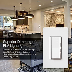 Lutron Diva Electronic Low Voltage Dimmer | 300-Watt, Single-Pole or 3-Way | DVELV-303P-WH, White