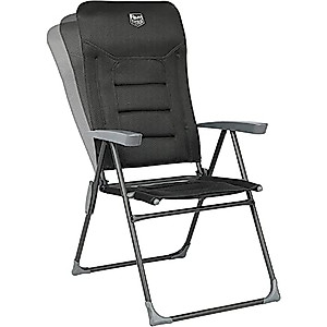 TIMBER RIDGE Foldable Lawn 7-Level Adjustable High Back for Adults Lightweight Aluminum Padded Outdoor Chair, Heavy Duty Supports 300 LBS, Black-1 Pack