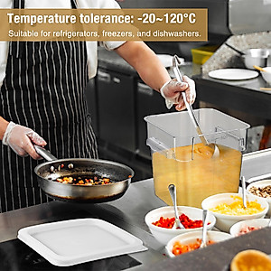 FoldTier 2 Pieces Square Food Storage Containers Polycarbonate Clear food Container with Lid Commercial Storage with Graduations for Commercial Kitchen Dough Marinating Meat(White,8 Qt)