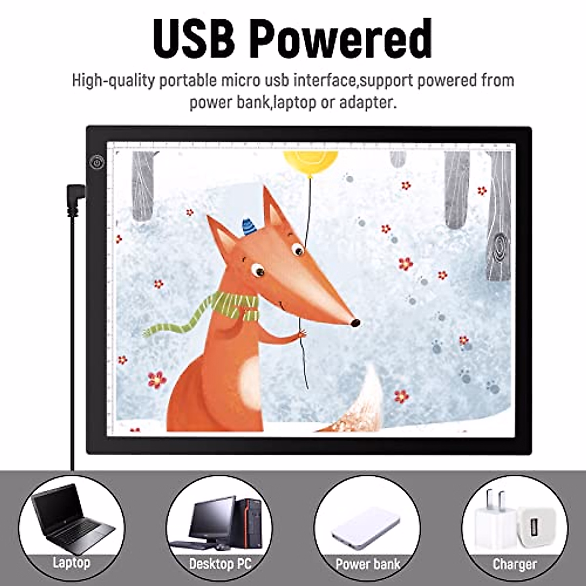 LED A4 Light Tracing Box, Artcraft Light Pad, Portable Light Table Tracer for Diamond Art, Artists Drawing, Sketching, Animation, Stencilling