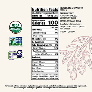 Made in Nature | Organic Sun Dried Goji Berries | Non-GMO, Unsulfured Vegan Snack | 20oz Bag (Pack of 1)