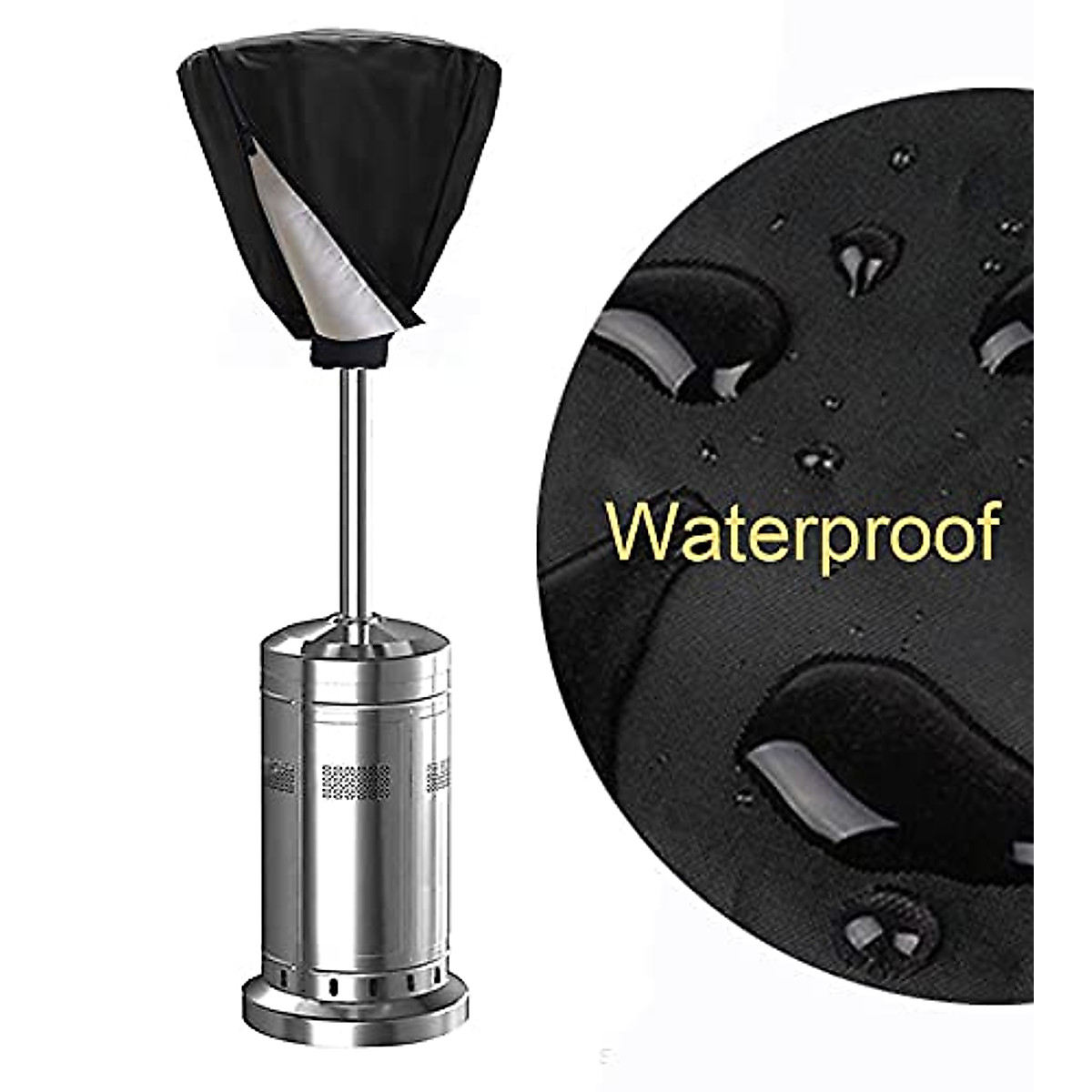 JK-GMTE Oxford Waterproof Patio Heater Cover Outdoor Round Heater Covers Head Vinyl Covers Weather Resistant Heavy Duty Heater Cover with Zipper Fabric （Top Cover Only,36"x36"x26", Black)