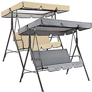 Swing Canopy Replacement with Seat Cover Porch Swing Canopy Replacement 2Pcs/Set Waterproof Outdoor Swing Canopy UV Protection Oxford Cloth Porch Swing Canopy Replacement, Grey.