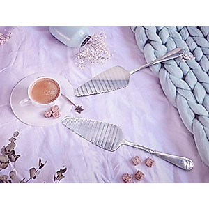 Pie Cake Server Party and Daily Wedding Cake Knife Stainless Steel Pizza Cutter All in One Server with Serrated Cutting Edge (Silver, 6)