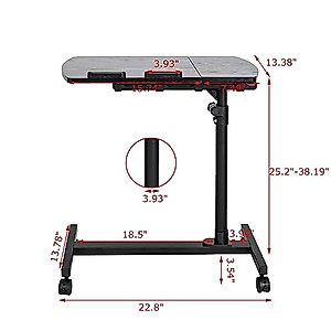 Rouli Elevating Computer Table, Mobile Laptop Table Trolley, Adjustable Mobile Edge Table, Black (Black)