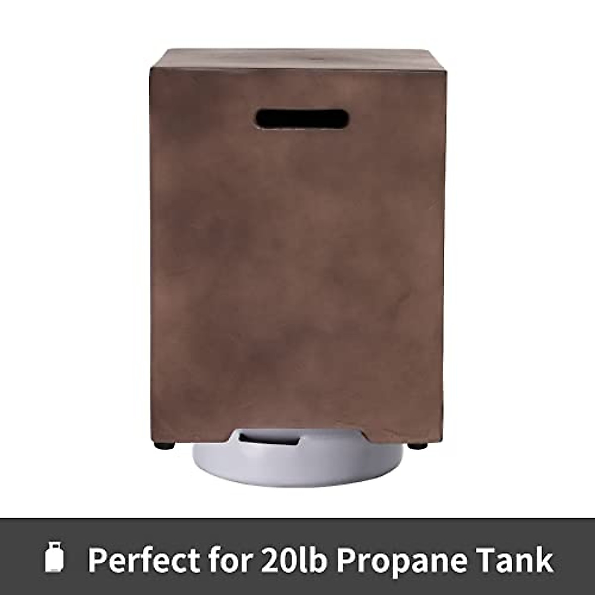 HOMPUS Propane Tank Cover Table 16 inch for Fire Table, 20lb Gallon Gas Tank Cover Table, Hideaway Concrete Grill Tank Table, MgO Tank Storage Box, Outdoor Side Table for Fire Pit, Patio, Dark Bronze