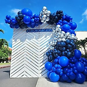 152Pcs Blue Balloon Garland Arch Kit, Royal Navy Blue and Metallic Silver Balloons in different Sizes for Boy Birthday Baby Shower Graduation Party Decoration