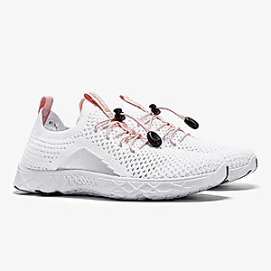 ALEADER Xdrain Water Shoes for Women Slip On Quick Drying Swimming Shoes for Beach Pool Boating White Pink Size 10