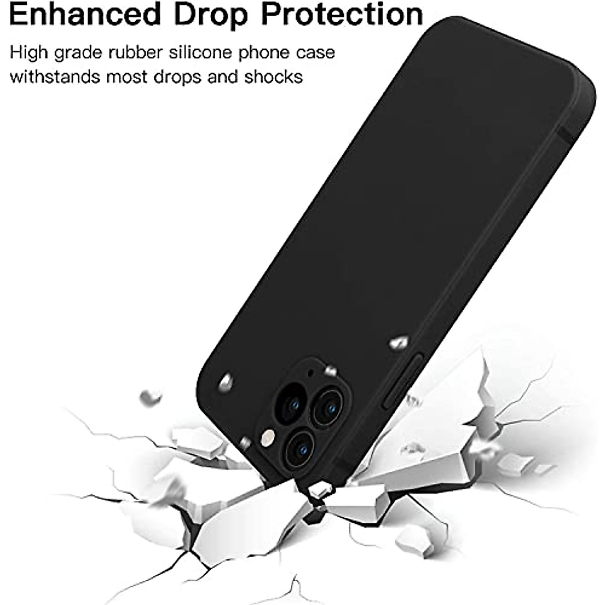 KPKHDI iPhone 13 Pro Max Case Compatible with iPhone 13 Pro Max Matte Silicone Stain Resistant Cover with Full Body Protection Anti-Scratch Shockproof Case 6.7 inch (Black)