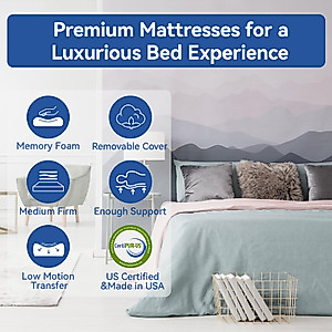 Hcore Memory Foam Mattress King Size 12 Inch Mattress, Cooling Green Tea/Gel Medium Firm Mattress in a Box, Pressure Relief Stylish Bed Mattress Made in USA, CertiPUR-US Certified 80'' x 76''