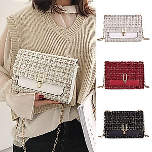 BOLUBILUY Women's Elegant Messenger Bag,Fashion Button Woolen Simple Design Chain Shoulder Bag Messenger Bag Purse Phone