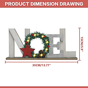 SY Super Bang Christmas Noel Sign Decorations, 13.77"/35CM Rustic Wooden Xmas Tabletop Decor, for Home Farmhouse Indoor Holiday Party Decor.