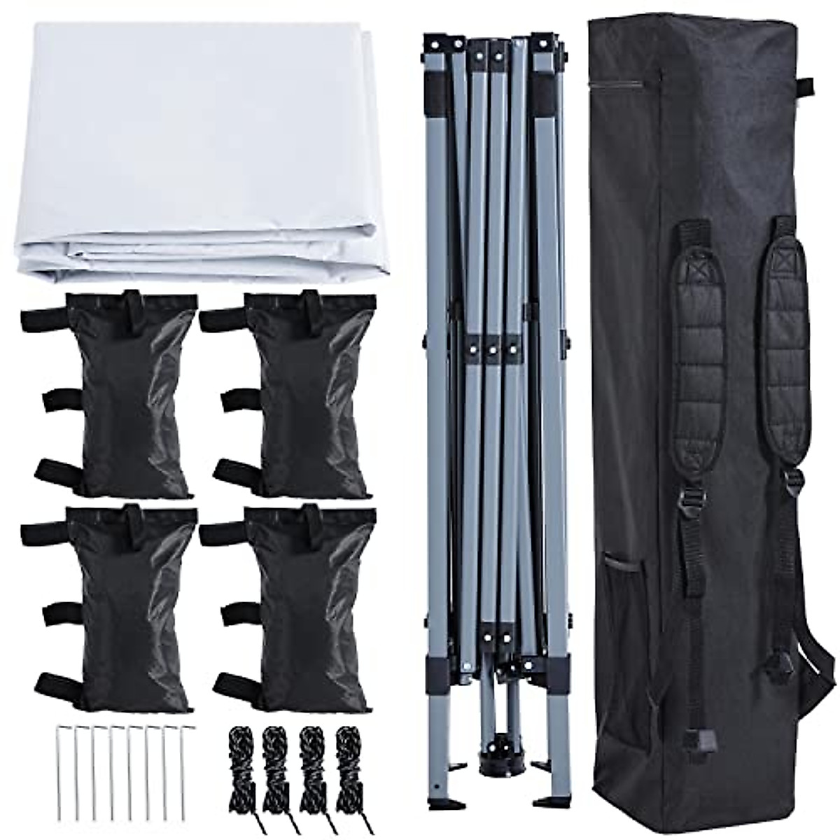 Yaheetech Pop Up Canopy Tent with Backpack, 10 x 10 Base Portable Easy One Person Set-up Folding Shelter Compact Slant Leg Lightweight Canopy, White