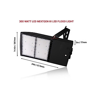 RuggedGrade 300 Watt - NextGen IV Series LED Flood Light - 45,000 Lumen - 5000K - Flood Mount - Black