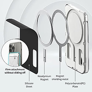 Sinjimoru Pop Up Phone Wallet for MagSafe, Magnetic Phone Credit Card Holder for Back of Cell Phone Case with Quick Access for iPhone 12, 13 & 14 Series. M-Button Wallet Matte Clear