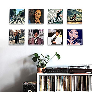 akrilex Vinyl Record Shelf Wall Mount - 8 Pack 12-inch Clear Acrylic Album Record Holder Display Rack - Art for the Records Collector