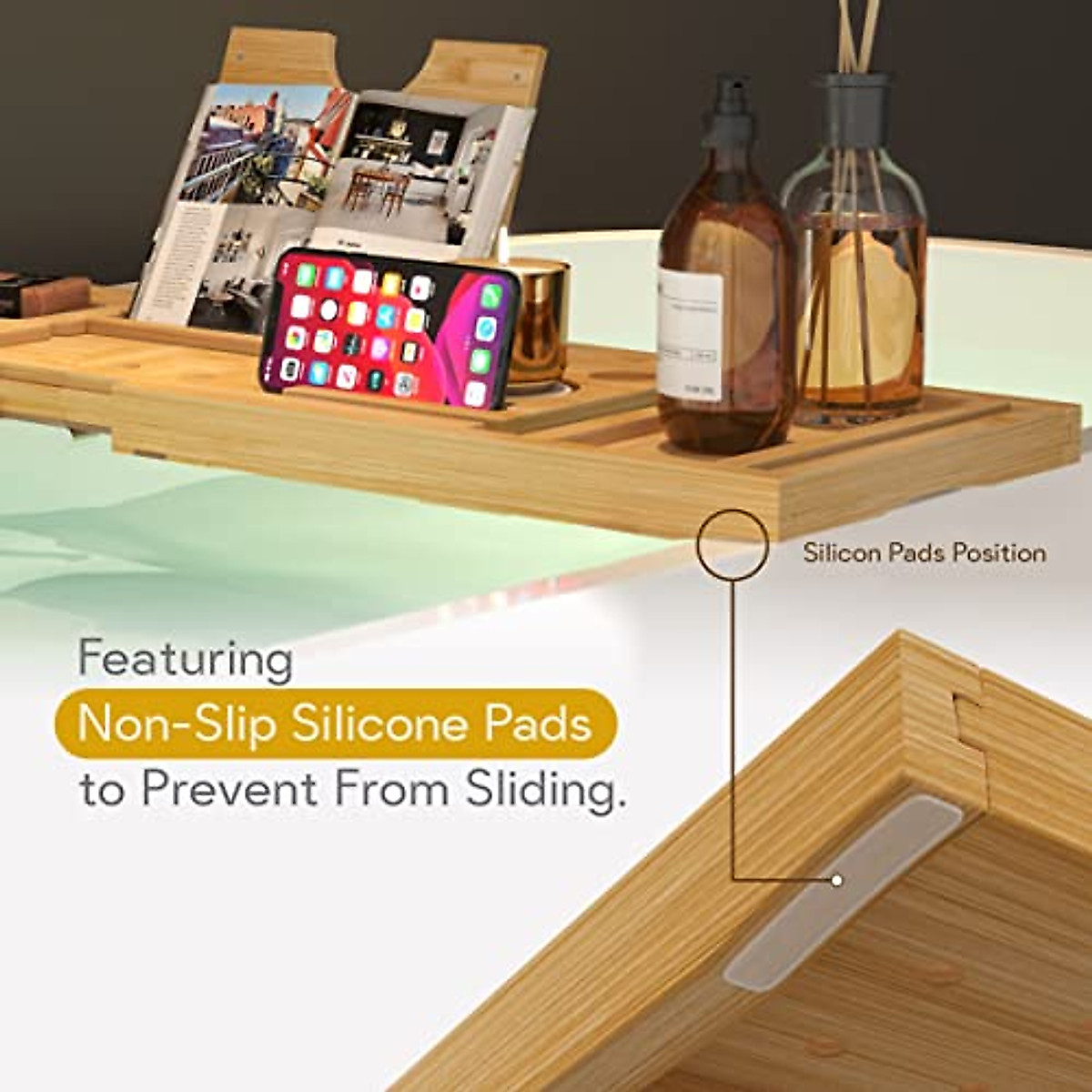 Bathtub Caddy Tray – Bath Caddy Tray for Bathtub – Expandable - Bathroom Accessories for a Modern Home – Practical and Versatile Bathtub Tray with Extending Sides