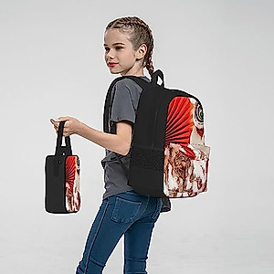 Spring Festival Lion Dance 3 Piece Backpacks Set Cute Adjustable Shoulder Strap Daypack Combination Bag