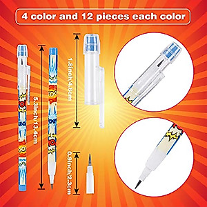 48 Pcs Superhero Text Pencils Translucent Pencil Multipoint Pencil Multicolor Non- Sharpening Stackable Pencils Pop Up Plastic Pencils Pow! Snap! Wham! Bang! Pencil Stationery Pencil，4 style