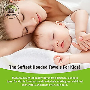Cosy Family 3 Pack Bamboo Baby Hooded Towels, Ultra Soft Unisex Bath Towels for Babies,Toddler,Infant - Newborn Essential - Ultra Absorbent Toddler Towels for Baby Boy Girl - White