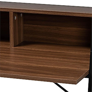 Baxton Studio Palmira Modern Industrial Walnut Brown Finished Wood and Black Metal Desk with Shelves