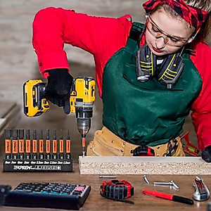 Metric & SAE Hex Head Allen Wrench Drill Bit Set,TEKPREM 20-Piece 1/4 inch Magnetic Tip Hex Screwdriver Bit Set with Rubber Strip and Storage Box, S2 Steel & 2 inch Long