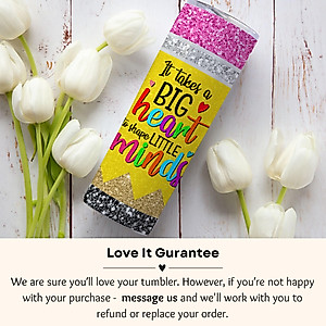 Fleur&Bay Teacher Appreciation Gifts for Women - Personalized Teacher Tumbler With Straw - Daycare Preschool Back to School Gifts Ideas - Customized Cup With Name - Glitter Pencil Tumbler 20 oz