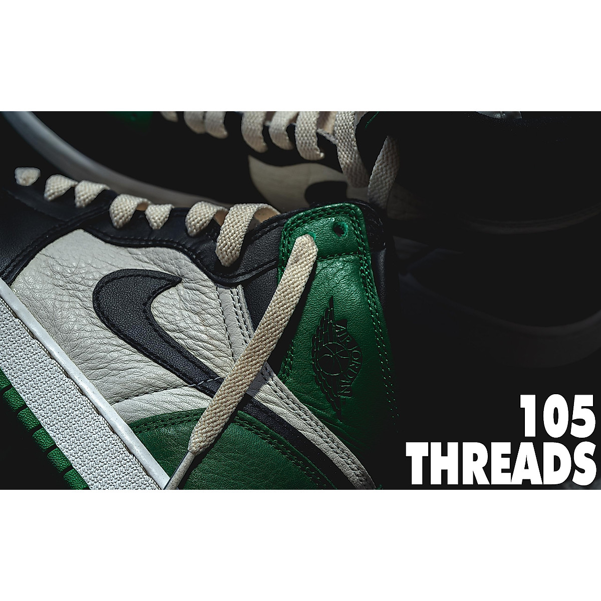 LitLaces - Premium Flat Cotton Shoe Laces Replacement for Air Jordan, Nike Dunk, Air Force 1, Converse, & Casual Shoes (White/Gold, 63")