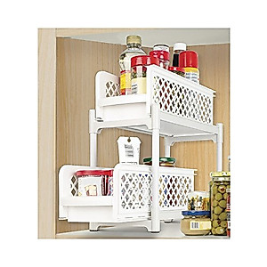 Fox Valley Traders 2 tier Sliding Shelves, One Size Fits All, White