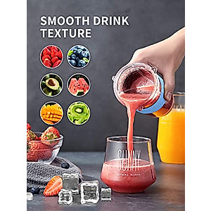 Personal Blender with 2 x 20oz Travel Bottle and Coffee/Spices Jar, Portable Smoothie Blender and Coffee Grinder in One, 500W Single Serve Blender for Shakes and Smoothies, BPA free, by Yabano (Blue)
