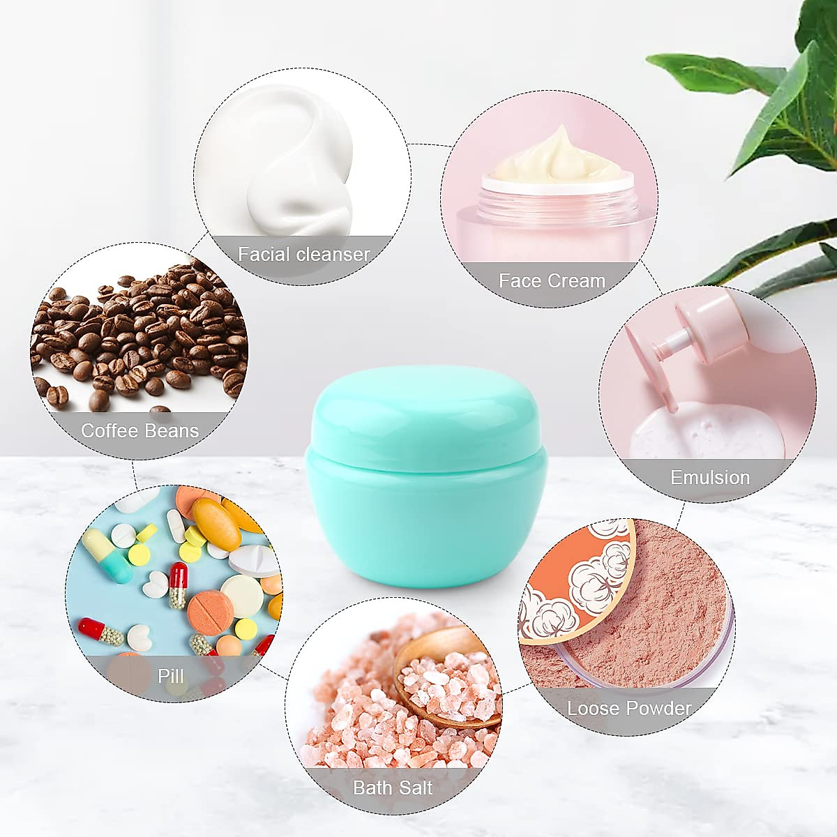 9 Pack 30g Small Plastic Travel Containers for Toiletries,Empty Refillable Mini Cosmetic Cream Jars with Lids and Sealed Inner Liners for Cosmetic, Body & Hand Cream, Lotion-9 Spatulas Included