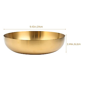 Hemoton Japanese Noodle Bowl 3pcs Stainless Steel Mixing Bowl 9.4inch Japanese Ramen Noodle Bowl Gold Metal Soup Bowl Salad Serving Bowl for Fruit Udon Pho Asian Noodles Rice Bowls Japanese