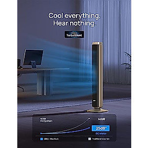 Dreo Tower Fan Smart Voice Control, 25 DB Quiet DC Portable Bladeless Fan, Works with Alexa, Google, App, Remote, 90° Oscillating, 12H Timer, 42 Inch Floor Fans for Bedroom Home Office, Pilot Pro S