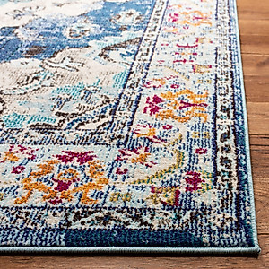 SAFAVIEH Monaco Collection Area Rug - 10' x 14', Navy & Light Blue, Boho Chic Medallion Distressed Design, Non-Shedding & Easy Care, Ideal for High Traffic Areas in Living Room, Bedroom (MNC243N)