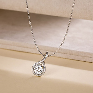 EAMTI 925 Sterling Silver Necklace for Women Cubic Zirconia Round Cut 1.25CT Pendant Necklace Dainty Jewelry Gifts for Women Mother's Day/Birthday/Anniversary Day/Valentine’s Day