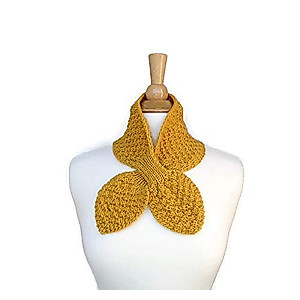 Ascot Bow Scarf, Hand Knit Merino Wool, Pull Through Keyhole Scarf, MULTIPLE COLOR CHOICES, Cowl Neck Warmer