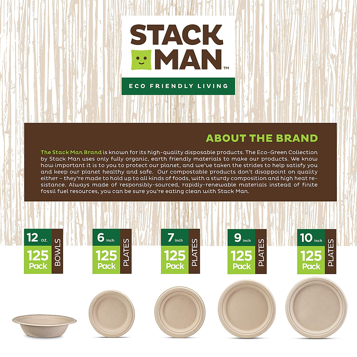 100% Compostable Oval Paper Plates [50-Pack] - {PFAS-Free} - {BPI Certified} - [12 Inch] Heavy Duty, Eco-Friendly, Biodegradable Bagasse Platters - Natural Brown 12" Oval Platter Plates by Stack Man
