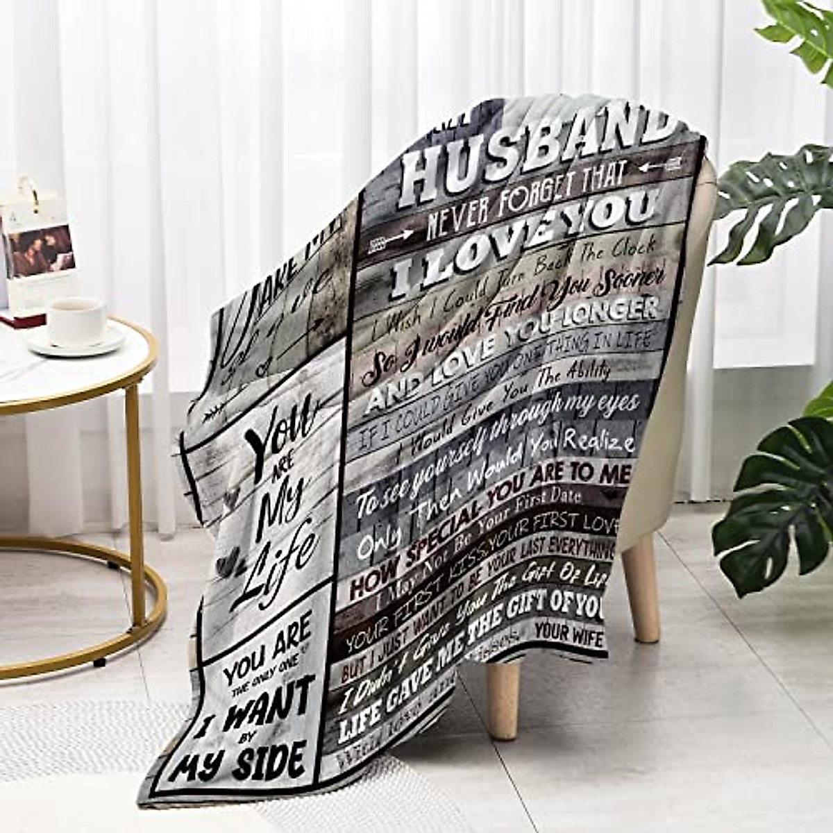 Jnufoju Husband Fathers Day Birthday Gift - Wedding Anniversary Romantic Gifts for Him - Gifts for Husband from Wife - Husband Gifts Throw Blanket 60 x 50 inch - Unique Birthday Gifts for Husband