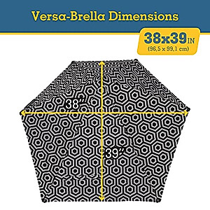 Sport-Brella Versa-Brella SPF 50+ Adjustable Umbrella with Universal Clamp, Regular, Black/White