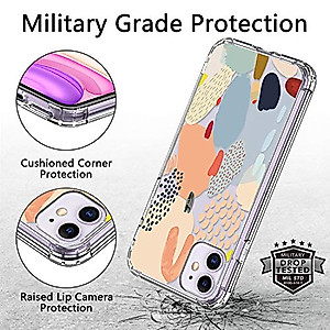 ICEDIO iPhone 11 Case with Screen Protector,Clear with Multi-Colored Painting Patterns for Girls Women,Shockproof Slim Fit TPU Cover Protective Phone Case for Apple iPhone 11 6.1 inch