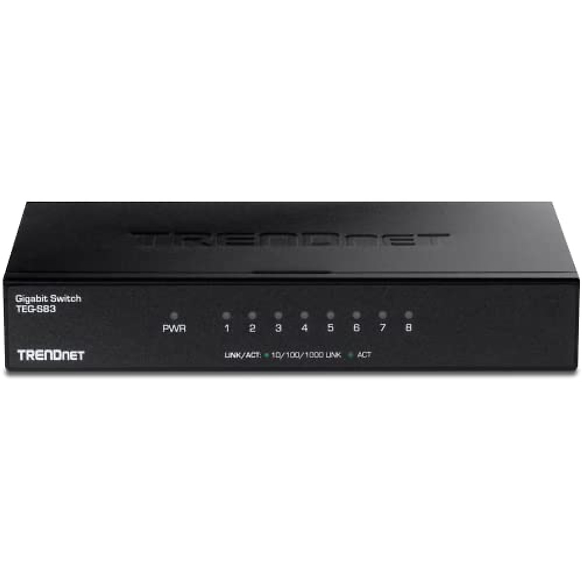 TRENDnet 8-Port Gigabit Desktop Switch, TEG-S83, 8 x Gigabit RJ-45 Ports, Ethernet Splitter, 16Gbps Switching Capacity, Fanless Design, Metal Enclosure, Lifetime Protection, Black