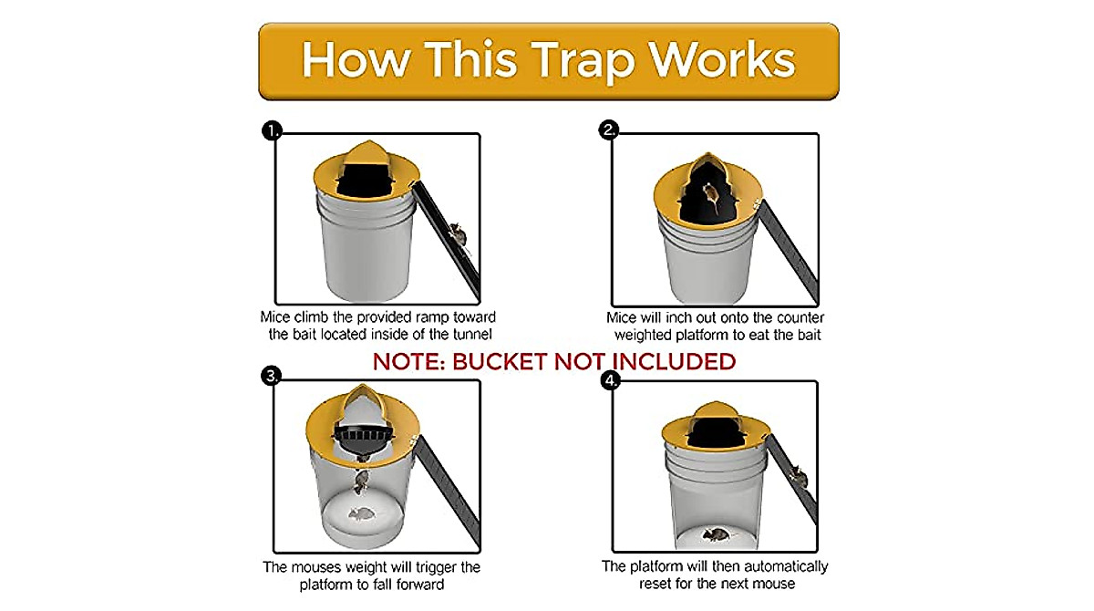 2 Pack Mouse Trap with Flip & Slide Bucket Lids - Humane & Reusable