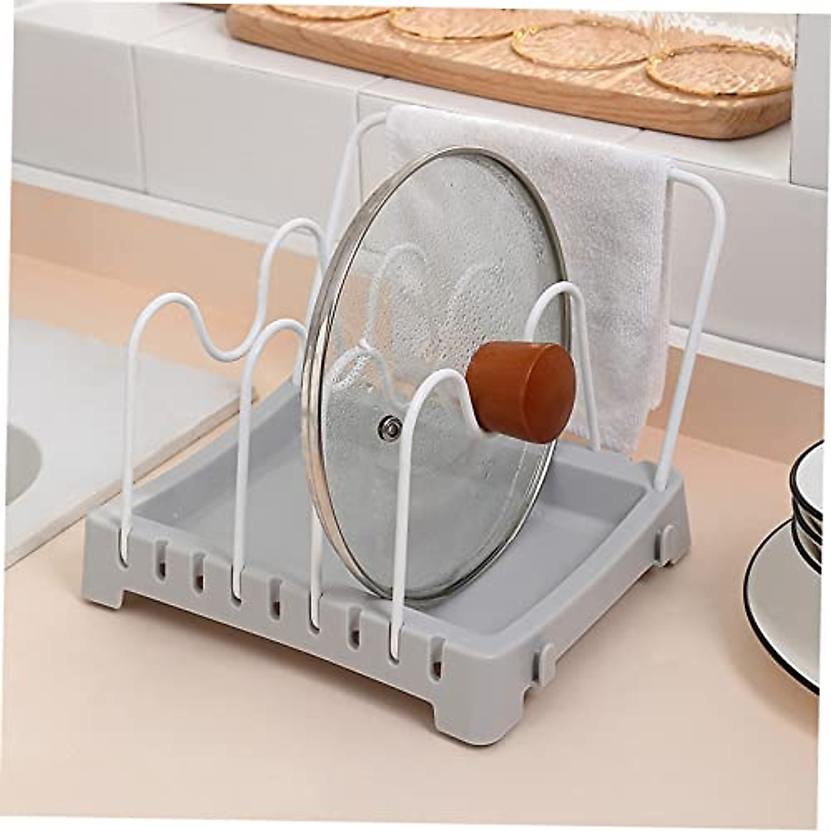 Alipis 2 Pcs Pan Storage Rack Cutting Board Holder Stand Dish Rack for Cabinet Tabletop Shelf Cabinet Shelves Pan Lid Organizer Pantry Rack Tabletop Pot Lid Holder Kitchen Pot Lid Holder